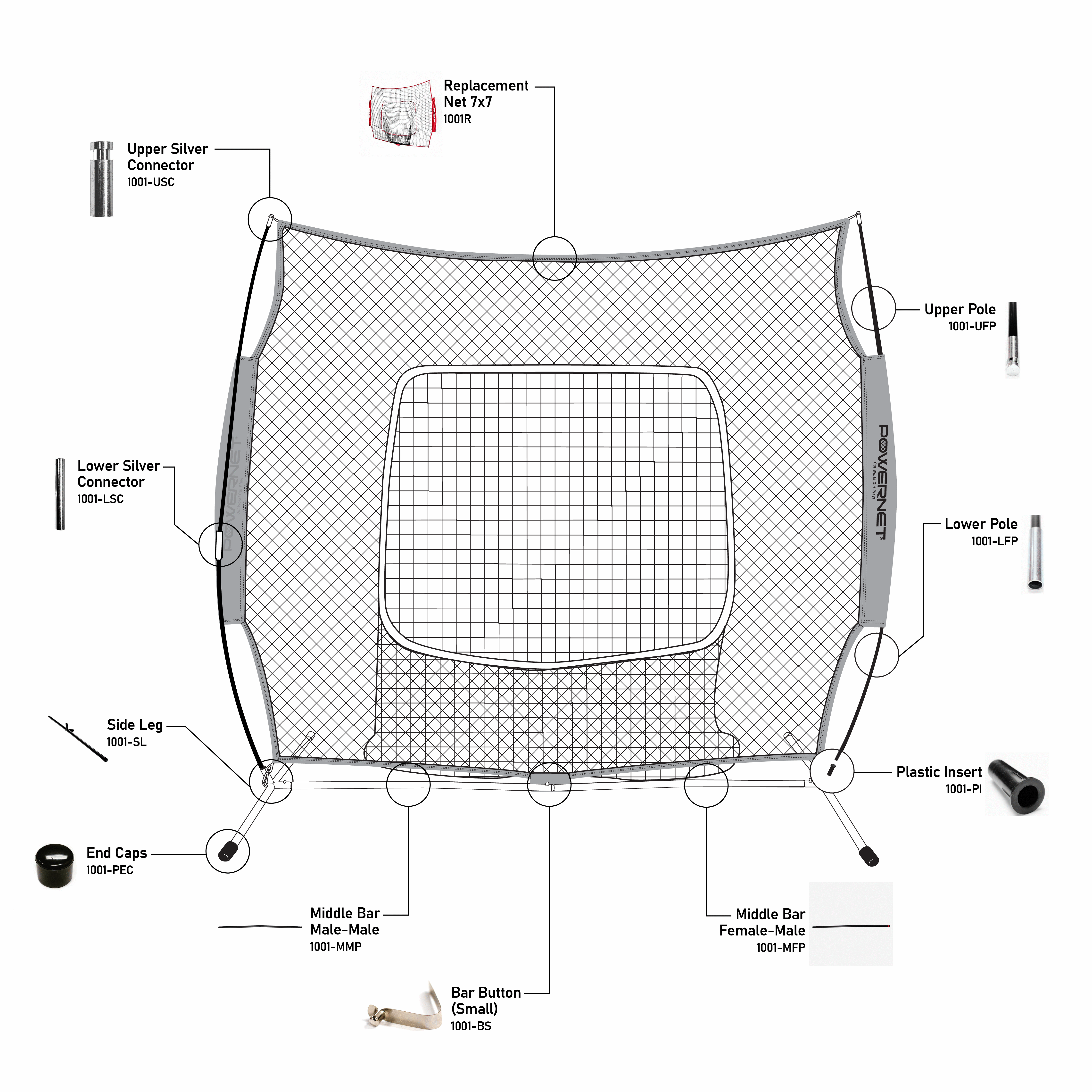 Replacement Parts - 7x7 Net (Round Tube)