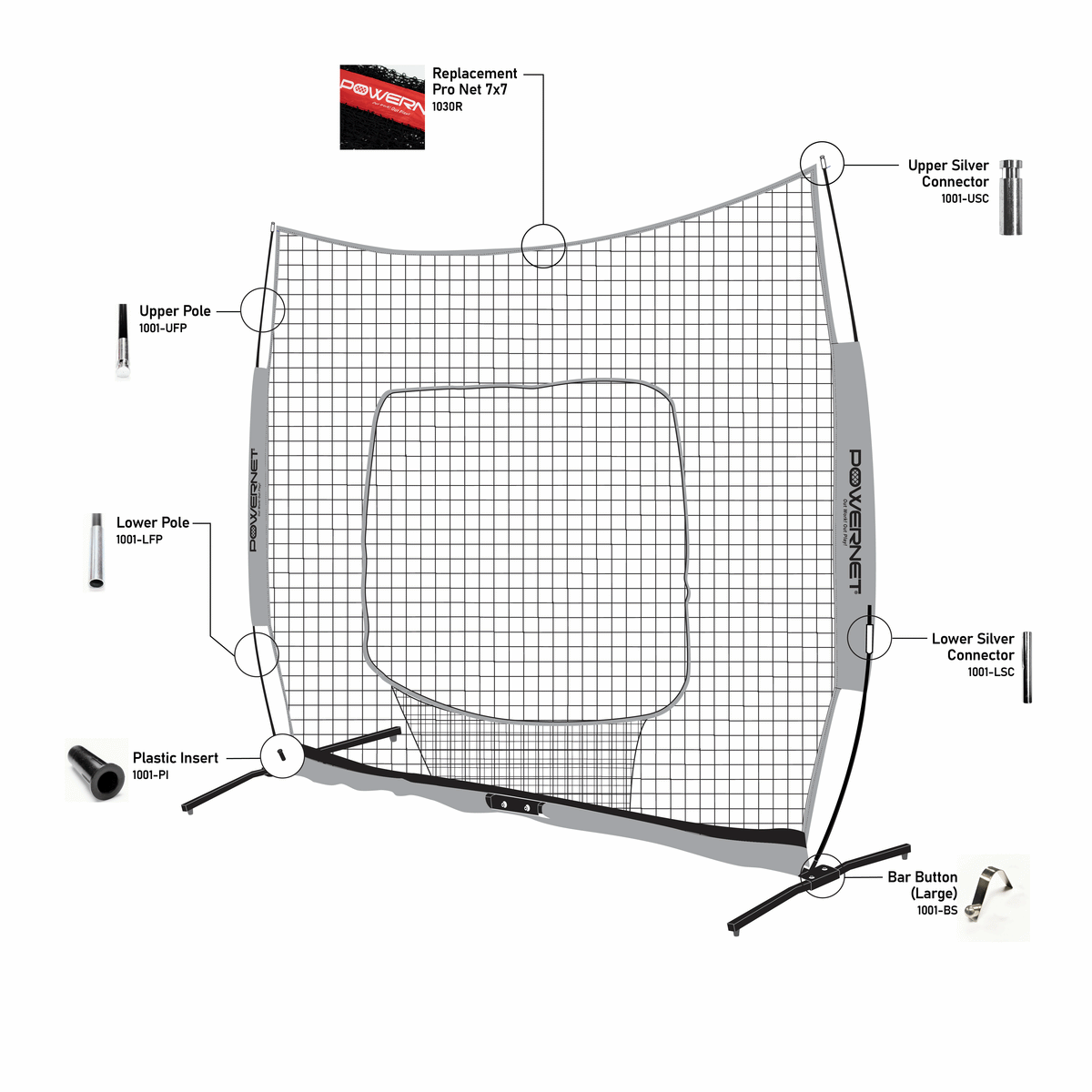 Replacement Parts - 7x7 Net (Square Tube) – TrainingNets by PowerNet