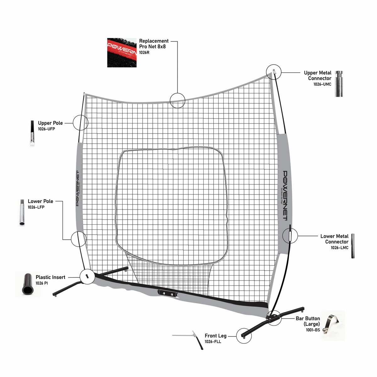 Replacement Parts - 8x8 Net (Square Tube) – TrainingNets by PowerNet