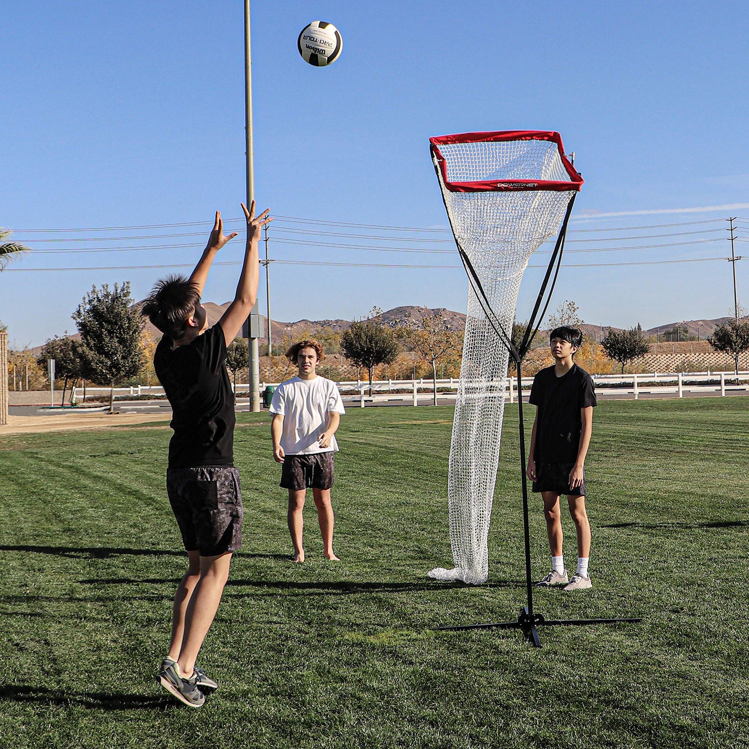 Portable Volleyball Setter Trainer Net | Adjustable Height & Basket An ...
