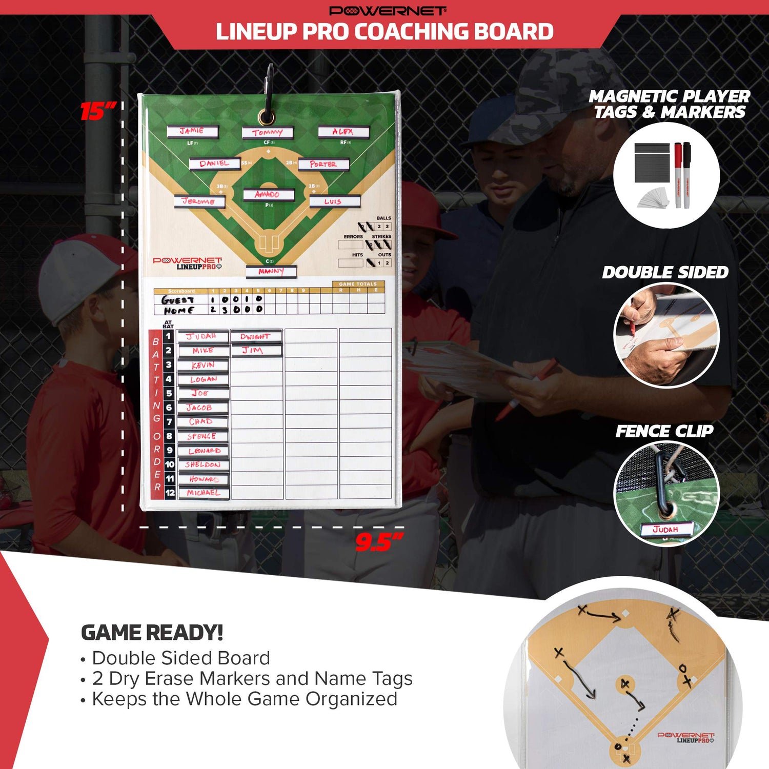 Magnetic Softball Baseball Lineup Coaching Board For Dugout ...